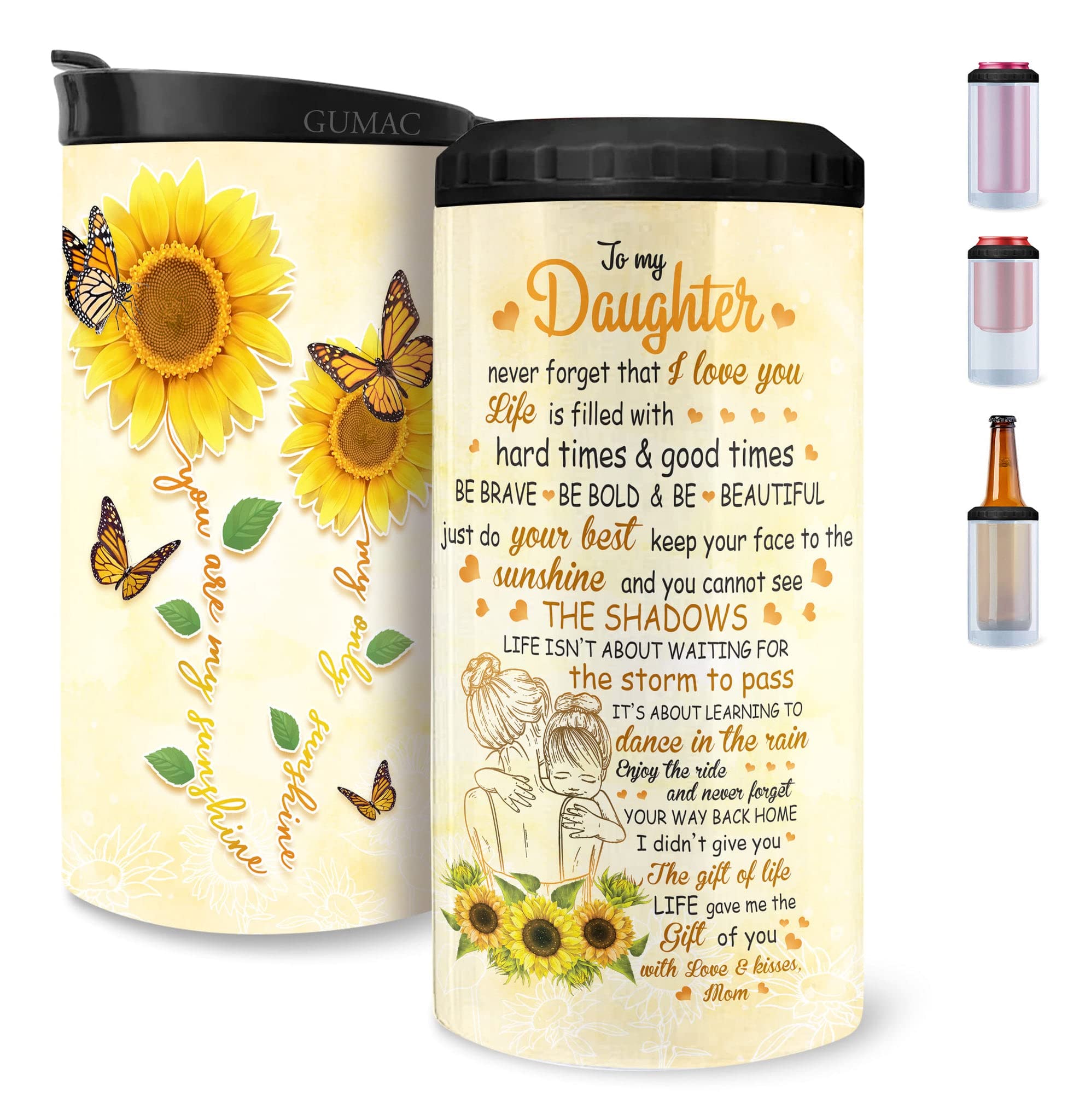 Daughter Can Cooler - Sunflower To My Daughter Can Cooler From Mom - Birthday Gifts For Daughter From Mom - Gift for Daughter on Mother's Day, Christmas, Birthday