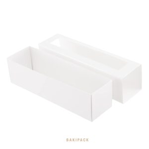 BAKIPACK 25 Macaron Boxes for 6 Macarons White Macaron Boxes with Interior Measurement 7.3" x 1.9" x 1.9" Macarons Gift Boxes with Clear Window (without Macaron inside)