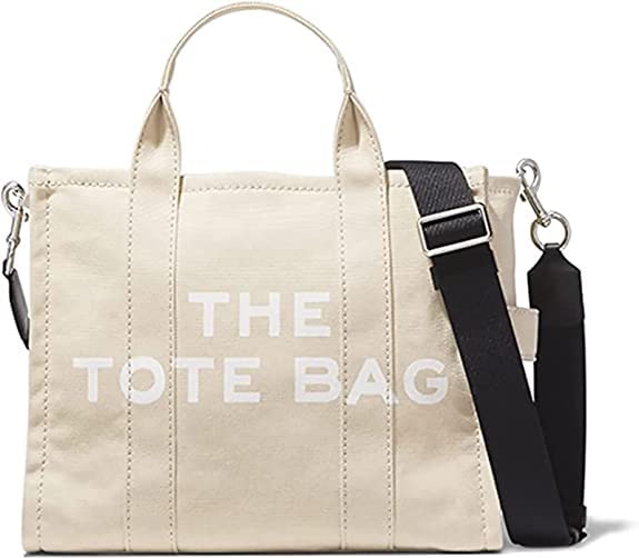 Gourafno The Tote Bag for Women, Canvas Crossbody Tote Bags with Zip Casual Canvas Shoulder Bags for Work School and Trave