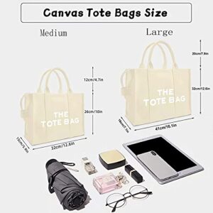 Gourafno The Tote Bag for Women, Canvas Crossbody Tote Bags with Zip Casual Canvas Shoulder Bags for Work School and Trave