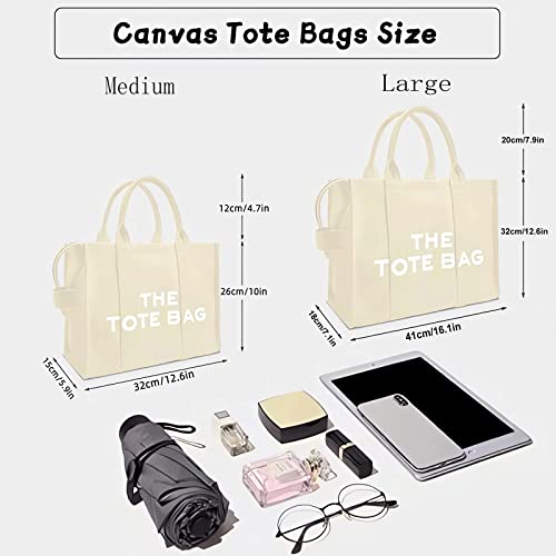 Gourafno The Tote Bag for Women, Canvas Crossbody Tote Bags with Zip Casual Canvas Shoulder Bags for Work School and Trave