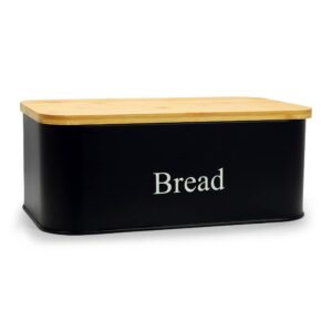 simpli-magic 79416 bread box modern farmhouse design, black, standard