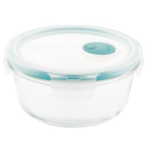 lock & lock purely better glass food storage container with steam vent lid, round-22 oz, clear