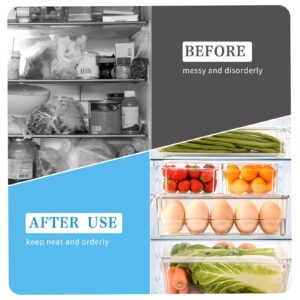 12-pack Clear Stackable Fridge Organizer with Lids, Egg Holder for Refrigerator, Plastic Refrigerator Organizer Bins with 4 Drain Trays, Fruit Storage Containers for Fridge