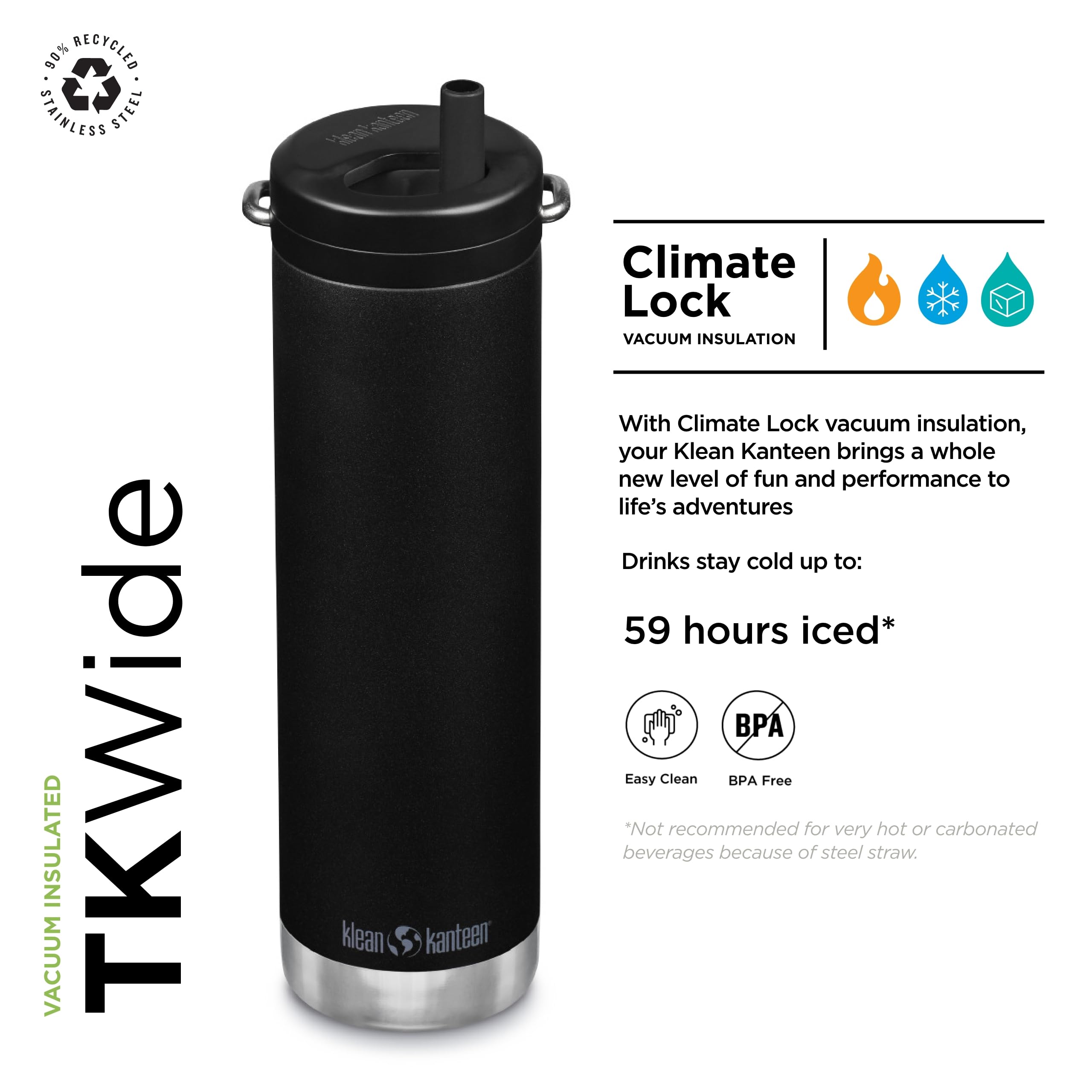 Klean Kanteen TKWide 20oz (w/Twist Cap) - Black