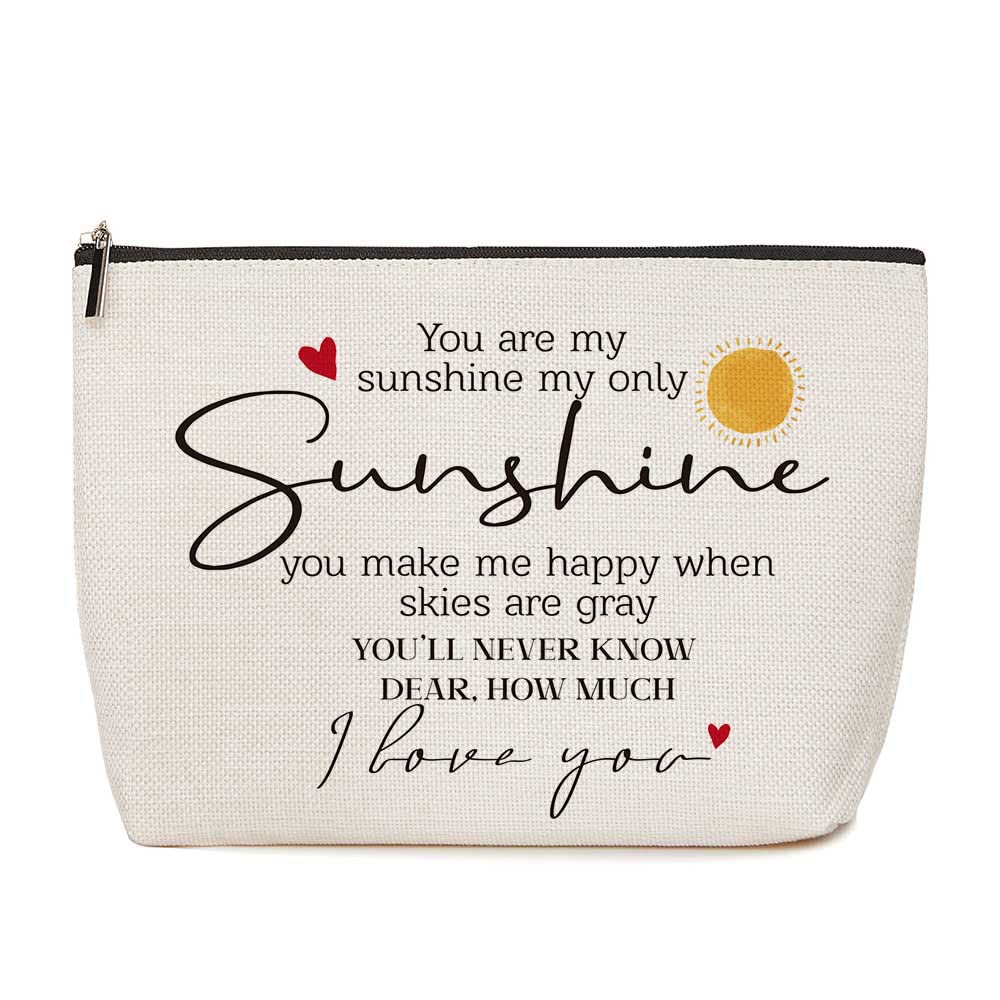 HOWDOUDO You are My Sunshine, Daughter Gift from Mom, Gifts for Girlfriend, Gifts for Wife, I Love You Gifts for Her Him Bride Gifts, Birthday Gifts Christmas Thanksgiving Valentine's Day Makeup Bag