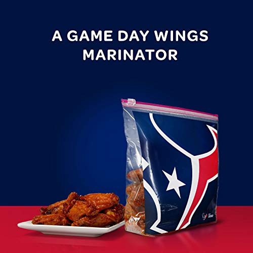 Ziploc Slider Storage Gallon Bag, Great for grab-and-go snacking, tailgating or homegating, 20 Count- NFL Houston Texans