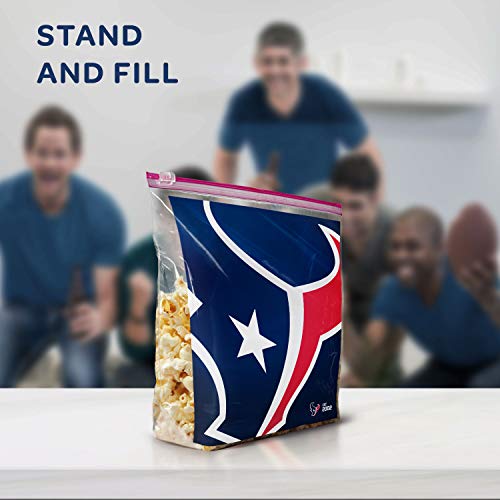 Ziploc Slider Storage Gallon Bag, Great for grab-and-go snacking, tailgating or homegating, 20 Count- NFL Houston Texans