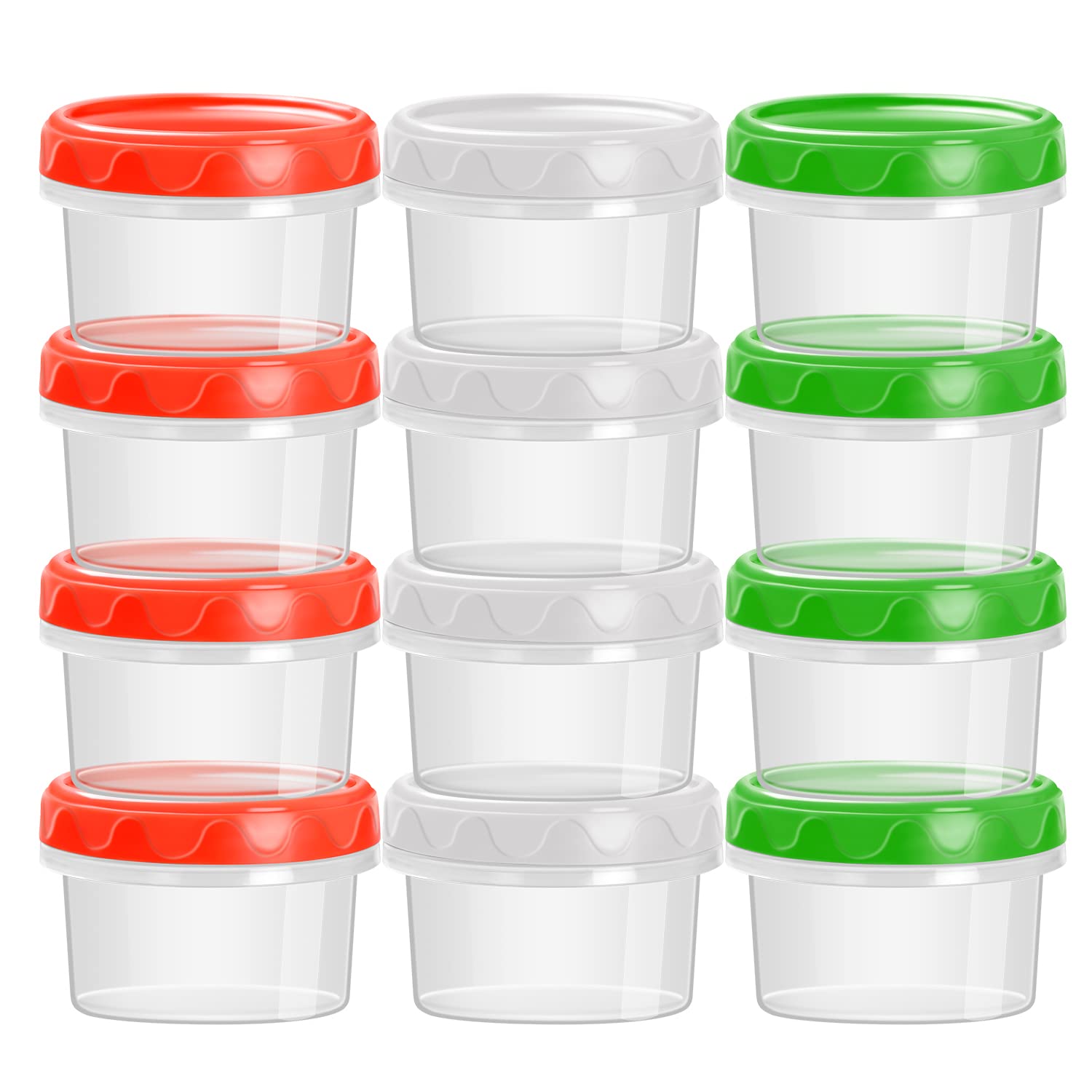 EONJOE Reusable 4oz Small Plastic Containers with Lids, Bpa Free Food Snacks Storage Jars Salad Dressing Sauce Condiment Jello Shot Cups