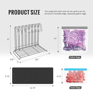 IDEATECH Reusable Bag Rack with Cup Drying Mat,Plastic Bag Dryer Rack Dish Drying,Collapsible Kitchen Counter Storage Organizer Sponge Holder,Dryer Rack for Silicone Storage Bag