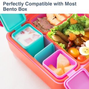 Homotte Leakproof Dips Containers Compatible with Most Bento Lunch Box, 2x 4 oz Salad Dressing Container To Go, Small Silicone Snack Condiment Container with Lids for kids (Pink/Teal)