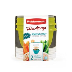 Rubbermaid TakeAlongs Snacking Food Storage Containers, 2 Cups Size - 2 Lids, Trays, and Containers 7S87