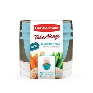 Rubbermaid TakeAlongs Snacking Food Storage Containers, 2 Cups Size - 2 Lids, Trays, and Containers 7S87