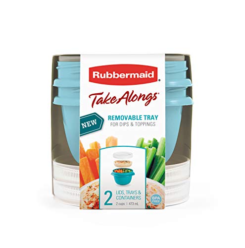 Rubbermaid TakeAlongs Snacking Food Storage Containers, 2 Cups Size - 2 Lids, Trays, and Containers 7S87