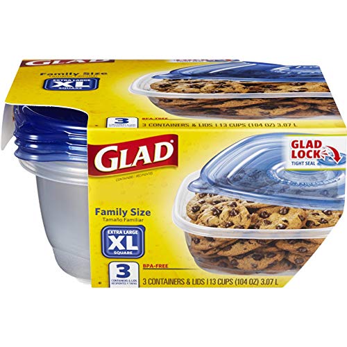 Glad Food Storage Containers - Family Sized Container - 104 Ounces - 3 Containers