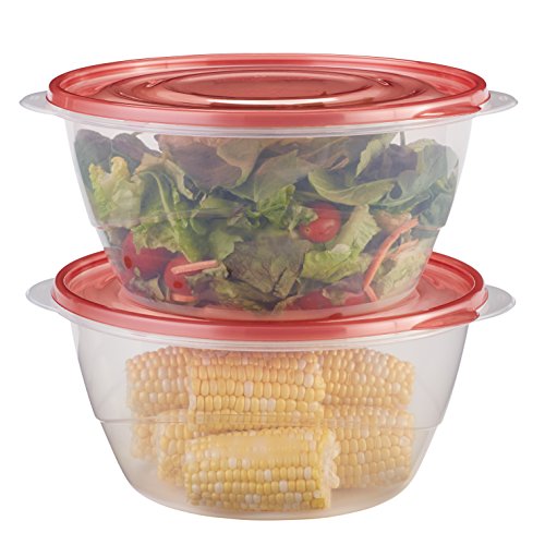 Rubbermaid TakeAlongs Serving Bowl Food Storage Containers, 15.7 Cup, Tint Chili, 2 Count