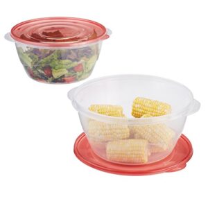 Rubbermaid TakeAlongs Serving Bowl Food Storage Containers, 15.7 Cup, Tint Chili, 2 Count