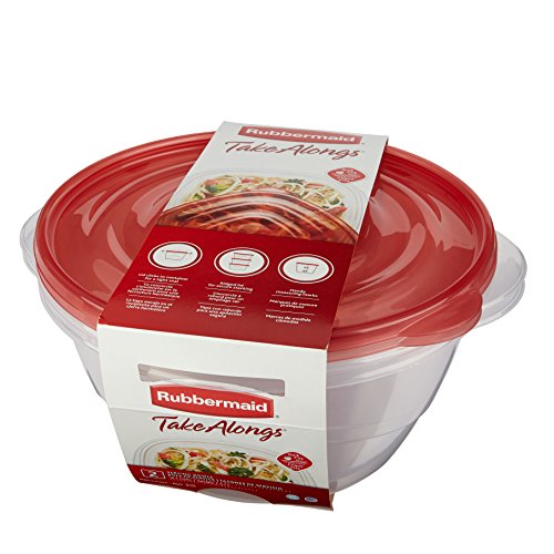 Rubbermaid TakeAlongs Serving Bowl Food Storage Containers, 15.7 Cup, Tint Chili, 2 Count