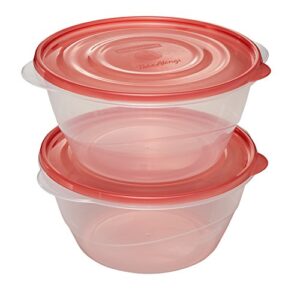 Rubbermaid TakeAlongs Serving Bowl Food Storage Containers, 15.7 Cup, Tint Chili, 2 Count