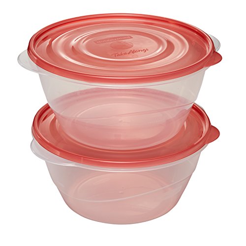 Rubbermaid TakeAlongs Serving Bowl Food Storage Containers, 15.7 Cup, Tint Chili, 2 Count