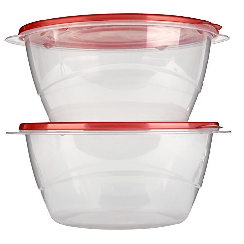 Rubbermaid TakeAlongs Serving Bowl Food Storage Containers, 15.7 Cup, Tint Chili, 2 Count