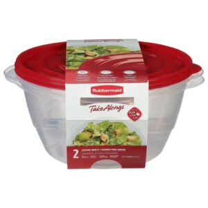 Rubbermaid TakeAlongs Serving Bowl Food Storage Containers, 15.7 Cup, Tint Chili, 2 Count