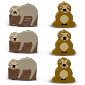 sloth bag clips, 6 woodland sloth chip clip set, tight food saver, snack bag sealer, chip clips bag clips food clips, air tight, cute sloth party supplies, fun sloth stuff, bag clips for food storage