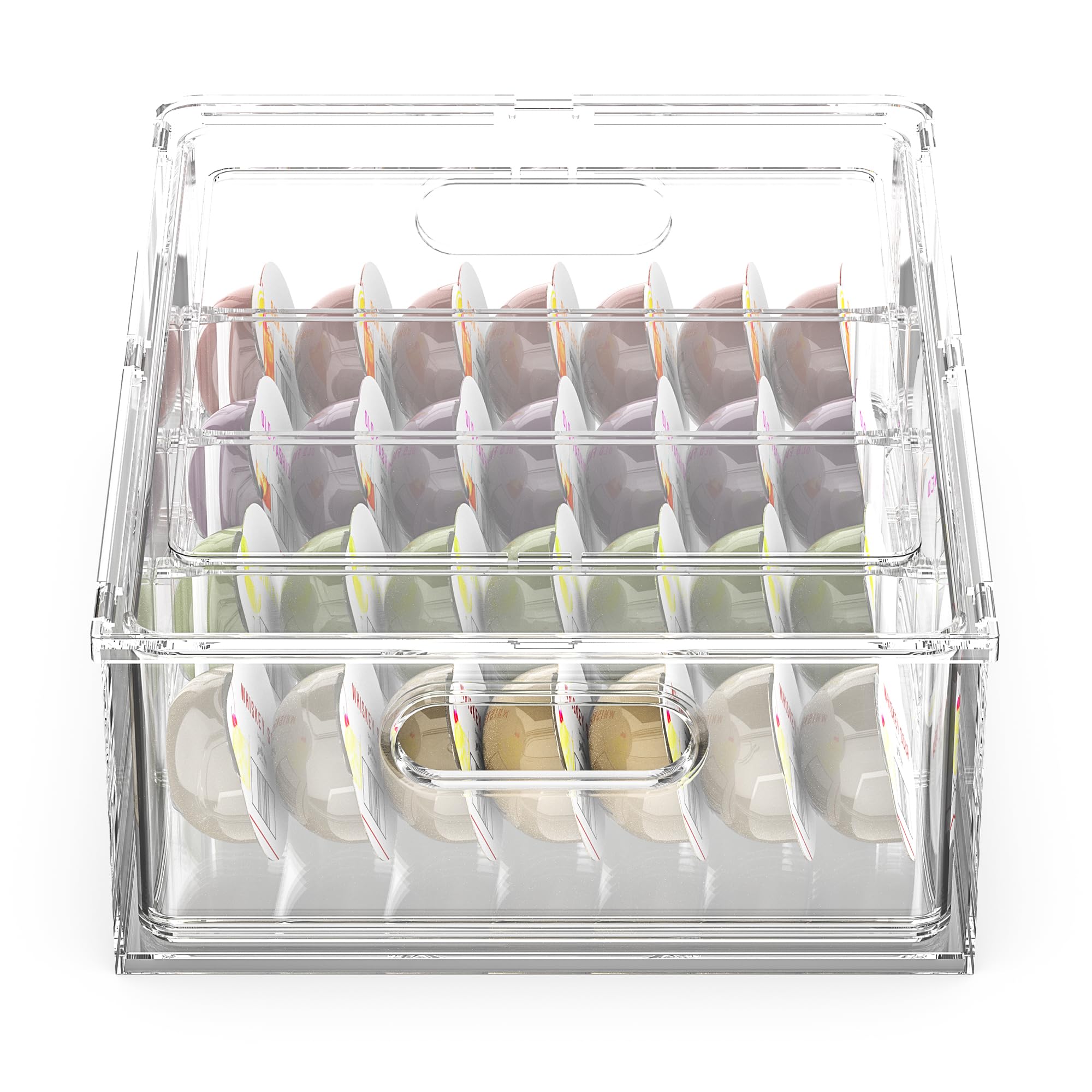 Refrigerator Storage Drawer for Bartesian Cocktail Pods, Stackable Bartesian Pods Holder for Fridge, Hold 32 Bartesian Cocktail Capsules, Refrigerator Organizer Bins Storage Container -Clear