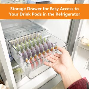 Refrigerator Storage Drawer for Bartesian Cocktail Pods, Stackable Bartesian Pods Holder for Fridge, Hold 32 Bartesian Cocktail Capsules, Refrigerator Organizer Bins Storage Container -Clear