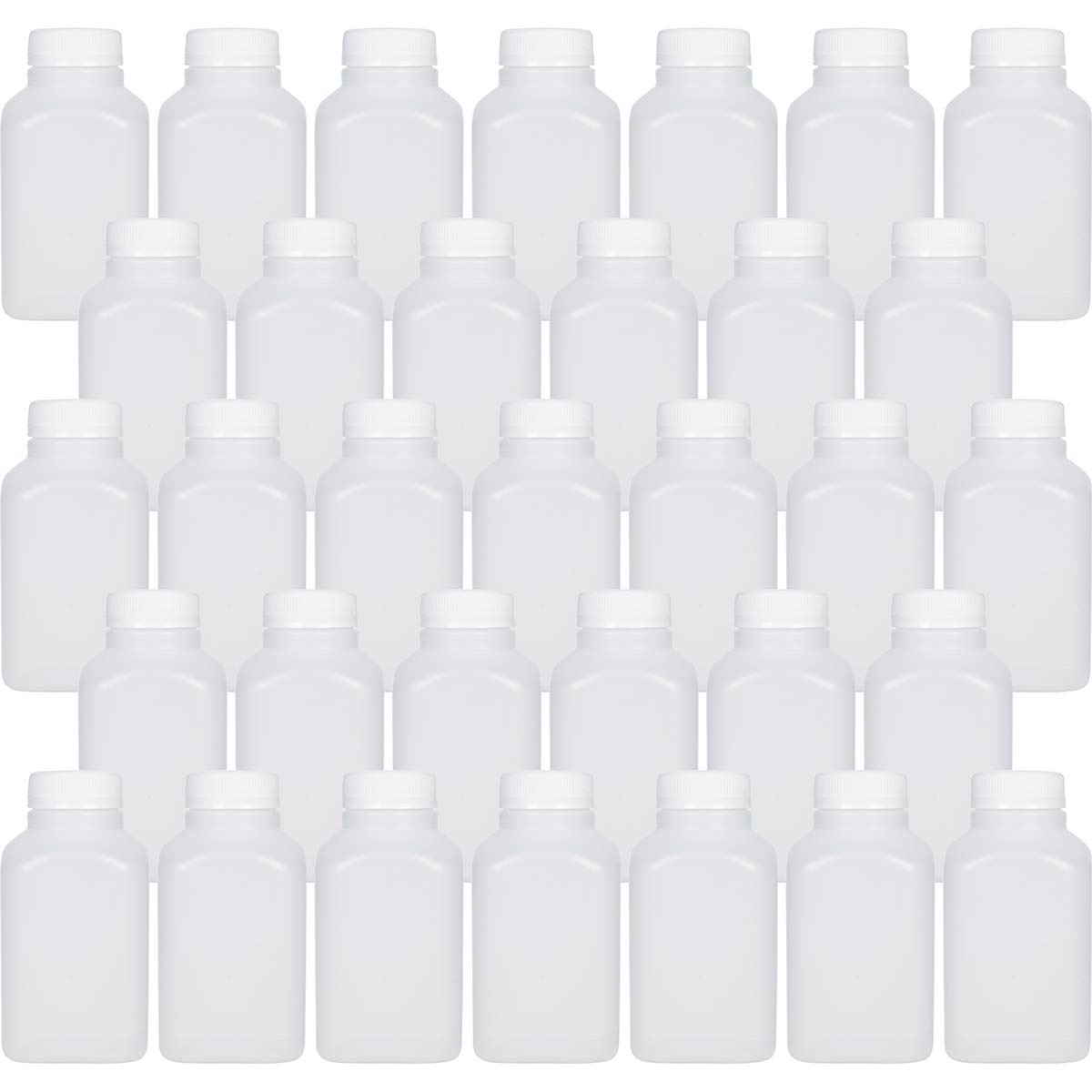 10 Oz Empty Plastic Juice Bottles with Tamper Evident Caps – 33 Pack Drink Containers - Great for Homemade Juices, Milk, Smoothies, Tea and Other Beverages - Food Grade BPA Free