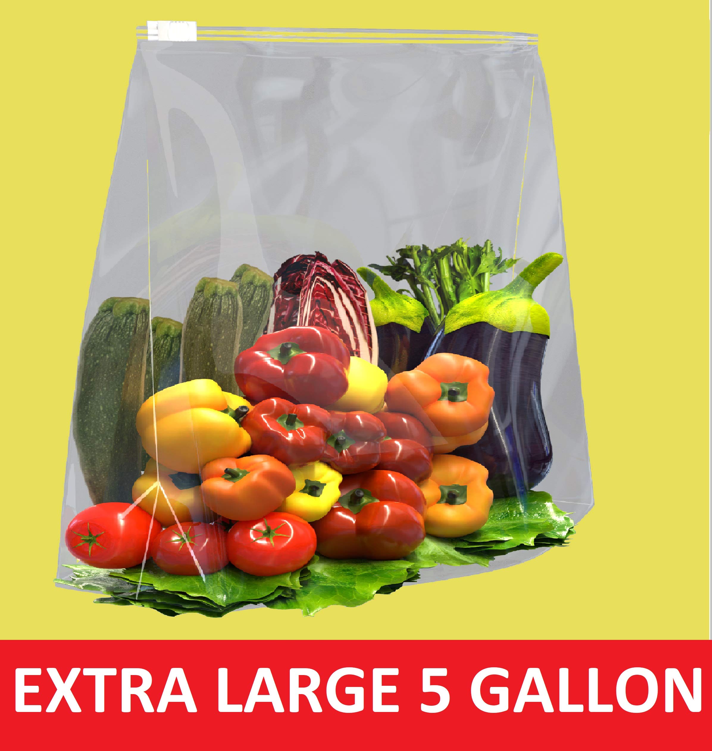 [ 10 COUNT ] super big bag x- large thick plastic bag - EXPANDABLE BOTTOM - SLIDER TOP - 5 GALLON SIZE - 3.5 MILL - for food, freezer, travel, organizaton, storage, moving, etc,