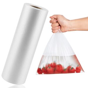 labelmore 14'' x 20'' plastic produce bags on a roll, clear, food storage bags for bread, vegetable, fruits and meat, 350 bags/roll, 1 roll