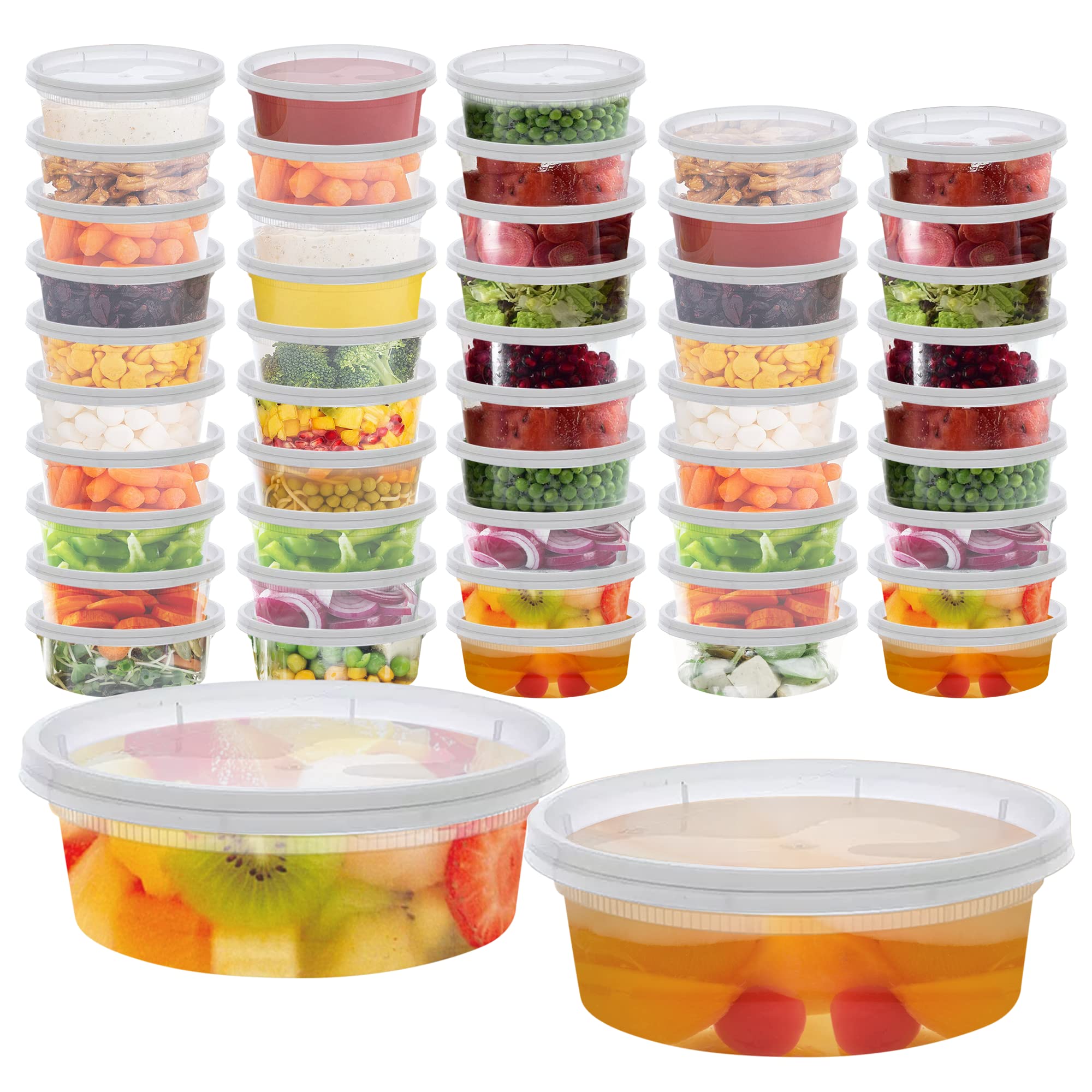 Deli Containers with Lids – Non-BPA Plastic Containers – 60pcs Plastic Storage Containers for Food Storage – Thick and Durable Storage Containers – Airtight Meal Prep Container (Clear 8oz)