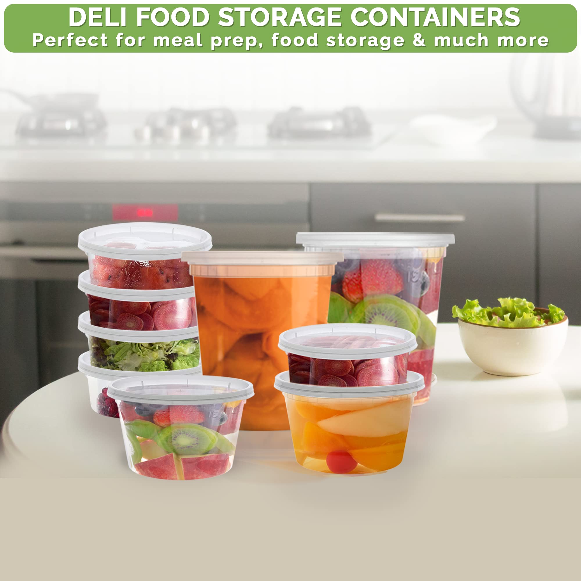 Deli Containers with Lids – Non-BPA Plastic Containers – 60pcs Plastic Storage Containers for Food Storage – Thick and Durable Storage Containers – Airtight Meal Prep Container (Clear 8oz)