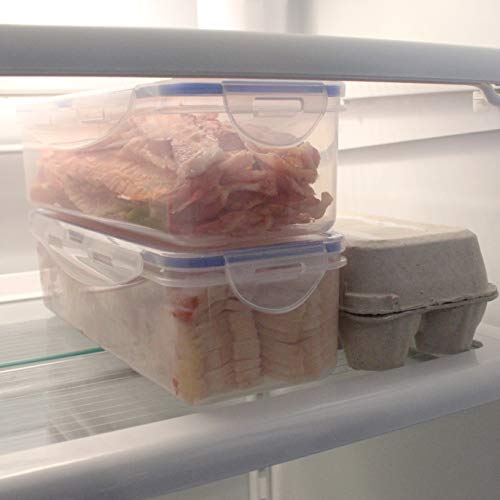 Plastic Storage Container for 2lbs Cooked or Uncooked Bacon, Meat, Food - Fresh Seal - Refrigerator, Freezer, Dishwasher, and Microwave Safe. Food Grade BPA Free