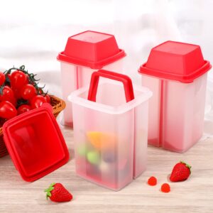 CHENGU Jalapeno Container Pickle Containers with Strainers Pickle Jar Containers Square Jalapeno Dispenser Large Pickle Keeper Pickled Food Container for Home Kitchen Supplies (Red)