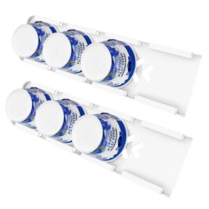 sophico yogurt organizer for fridge, 4 capacity yogurt sliders for refrigerator, yogurt holder with adhesive tapes for 3.75 inch yogurt, greek and vegan yogurt (white,2 pack)