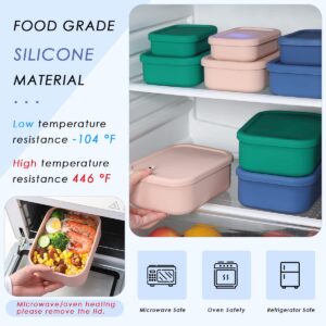 Keweis Silicone Food Storage Containers, Set of 3 Silicone Bento Lunch Box Containers with Lids, Hard-Shell Silicone, Airtight, Microwave, Dishwasher and Freezer Safe (10oz, 23.6oz, 44oz)