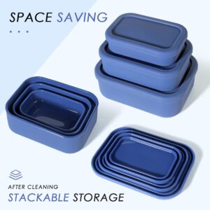 Keweis Silicone Food Storage Containers, Set of 3 Silicone Bento Lunch Box Containers with Lids, Hard-Shell Silicone, Airtight, Microwave, Dishwasher and Freezer Safe (10oz, 23.6oz, 44oz)