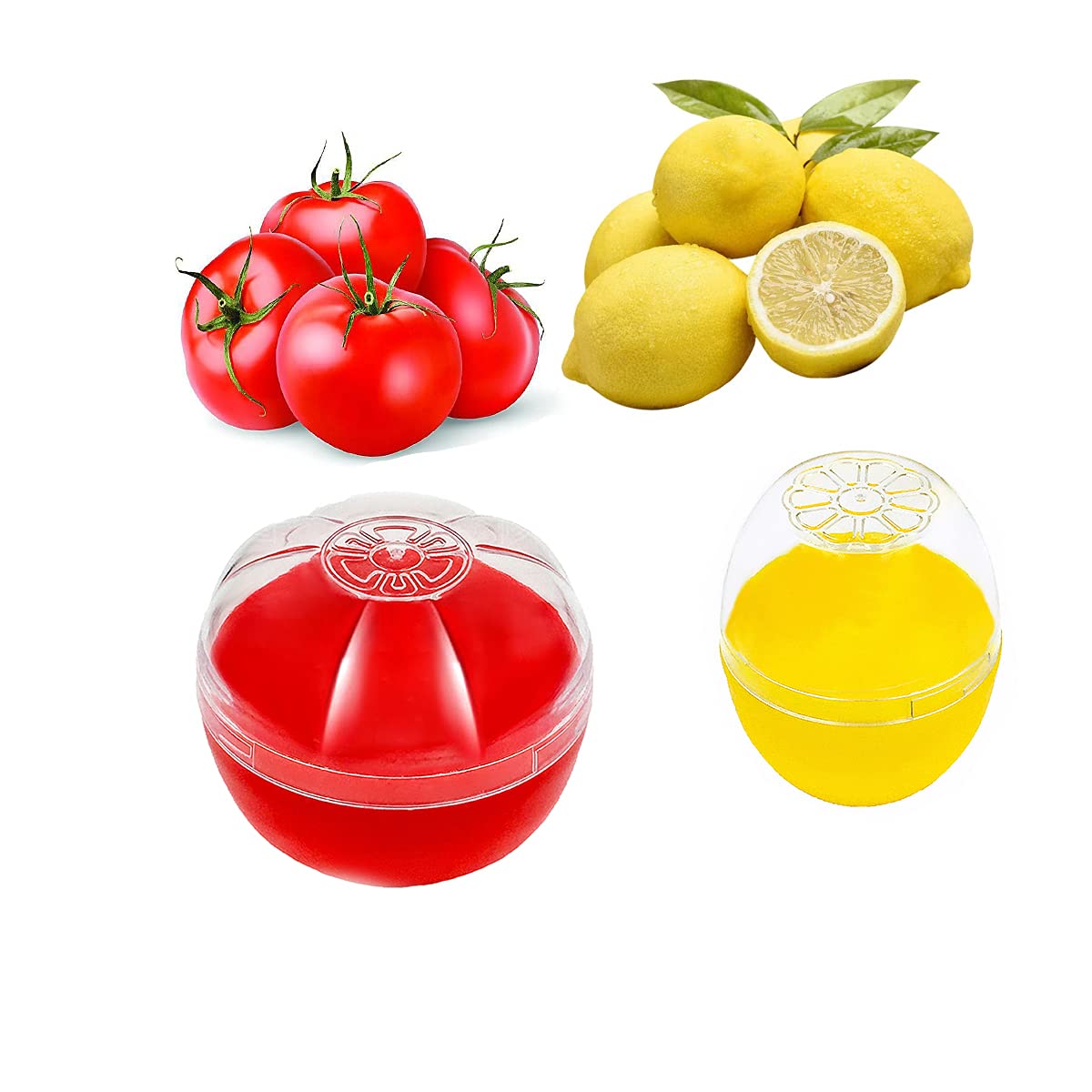 Yamesu Onion Lemon Garlic Avocado Tomato Storage Containers, Reusable Onion Lemon Garlic Avocado Tomato Saver Holder & Potato Bag for Fridge to Keep Fresh 6 Pieces Sets with a Brush