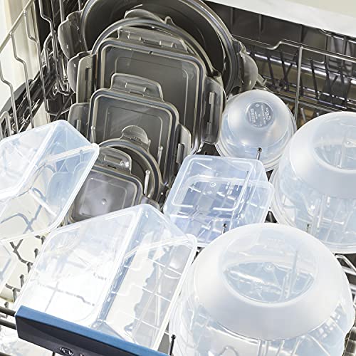 Rachael Ray Leak-Proof Nestable Container Food Storage Bin Set, 10-Piece Square, Gray Lid