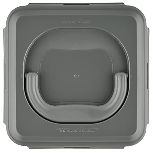 Rachael Ray Leak-Proof Nestable Container Food Storage Bin Set, 10-Piece Square, Gray Lid