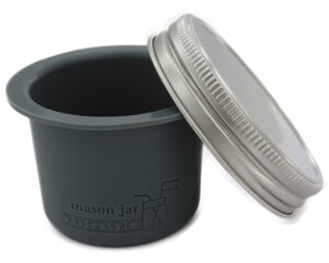 divider cup by mason jar lifestyle - for salads, dips, and snacks. plastic free bento lunch container(charcoal gray, wide mouth)