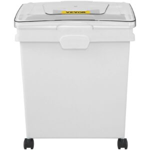 VEVOR Ingredient Bin, 10.5 Gallons Capacity Ingredient Storage Bin, PP Material Flour Bins On Wheels, White Shelf Ingredient Bin with Scoop and Sliding Lid, Commercial Storage Bins 3 Pcs/Set