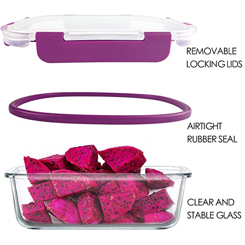 C CREST Glass Food Storage Containers with Airtight Lids 24 Pieces [12 containers with lids] Microwave/Oven/Freezer & Dishwasher Safe