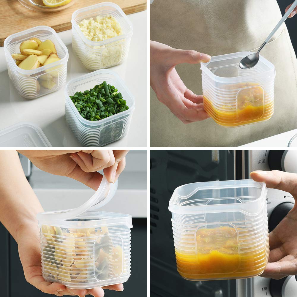 Sel natural Food Storage Containers with Lids Airtight,Plastic Reusable Fresh Produce Fruit Storage Organizer Storage Bin with 6 detachable small boxes for Storing Fish, Meat, Vegetables