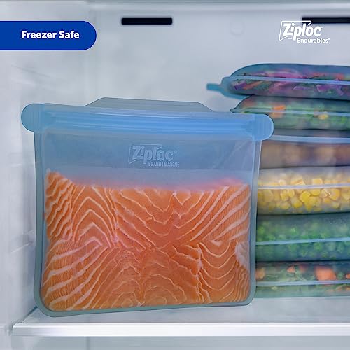 Ziploc Endurables Small, Medium, and Large Pouch, Reusable Silicone Bags and Food Storage Meal Prep Containers for Freezer, Oven, and Microwave, Dishwasher Safe