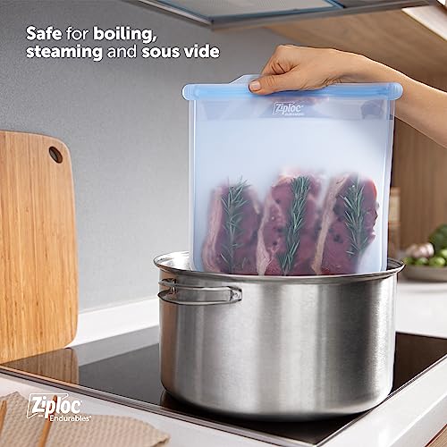 Ziploc Endurables Small, Medium, and Large Pouch, Reusable Silicone Bags and Food Storage Meal Prep Containers for Freezer, Oven, and Microwave, Dishwasher Safe