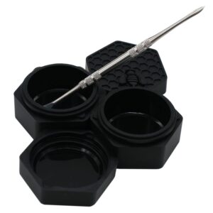 KUVIS 26ml Hexagon Silicone Containers Non-stick Jars with Carving Tool (Black)