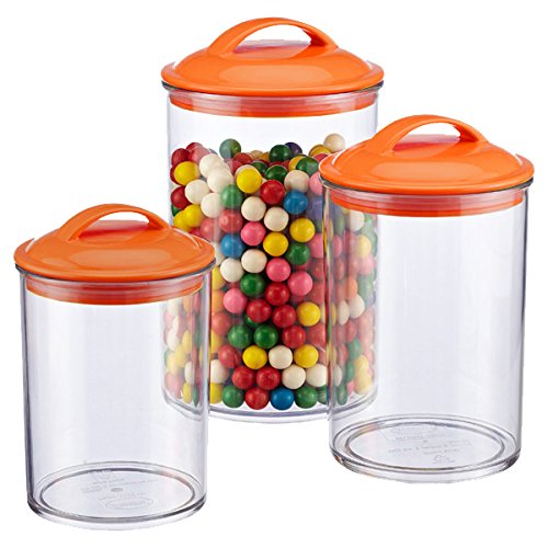 Calypso Basics by Reston Lloyd Acrylic Storage Canisters, Set of 3, Orange